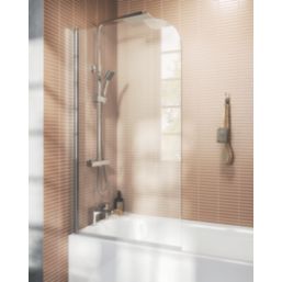 Dakota Semi-Framed Polished Chrome Hinged Radius Bath Screen Non-Handed ...