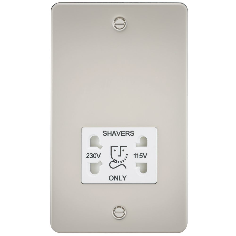 Knightsbridge 2-Gang Dual Voltage Shaver Socket 115 V / 230V Pearl with ...