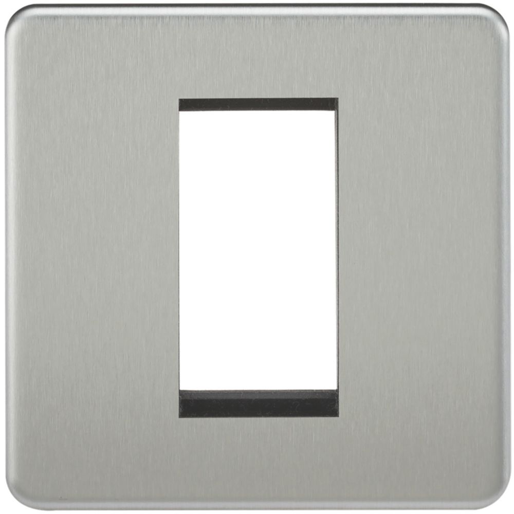 Knightsbridge Screwless 1-Module Modular Faceplate Brushed Chrome ...