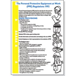 "The Personal Protective Equipment At Work Regulations" Poster 600mm x ...