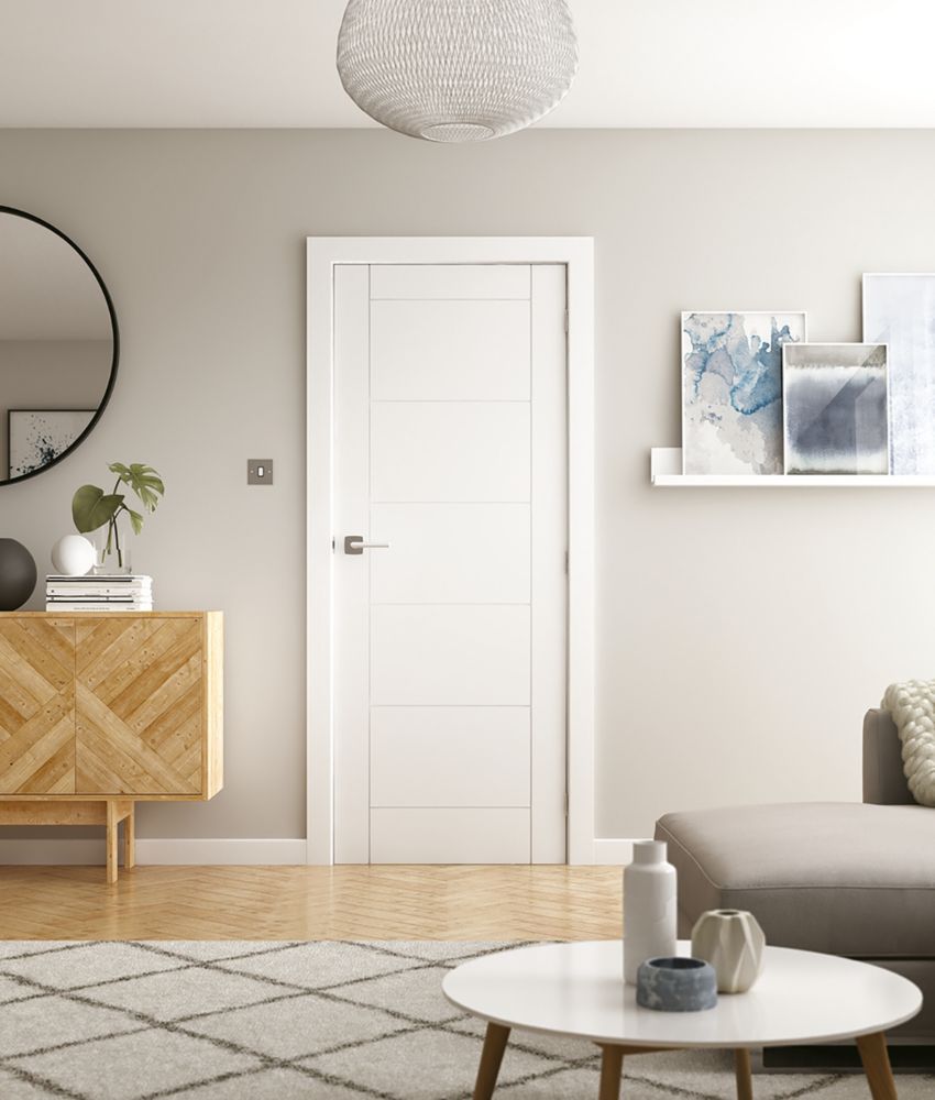 Jeld-Wen Primed White Wooden Ladder Internal Door 1981mm x 686mm - Screwfix