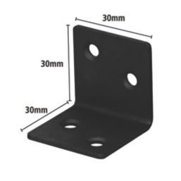 Magnodur Angle Brackets Black 30mm x 30mm x 30mm 10 Pack - Screwfix