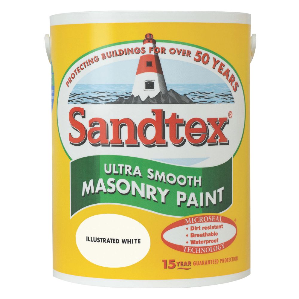 Sandtex 5Ltr Illustrated White Masonry Paint - Screwfix