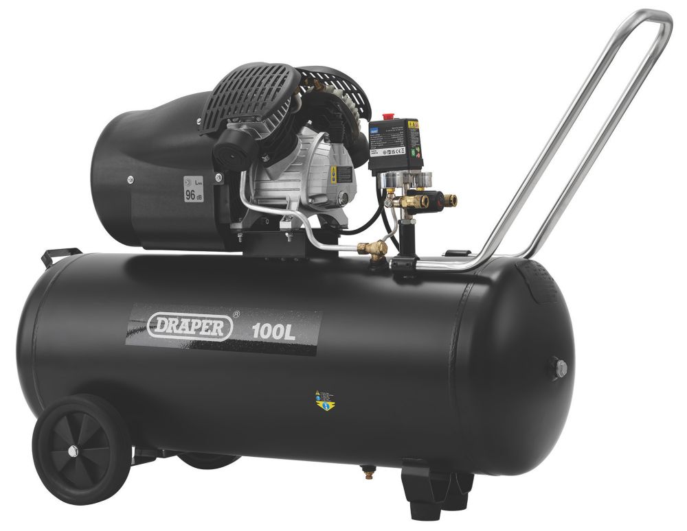 Draper 65396 100Ltr Brushless Electric Direct Drive V-Twin Air ...