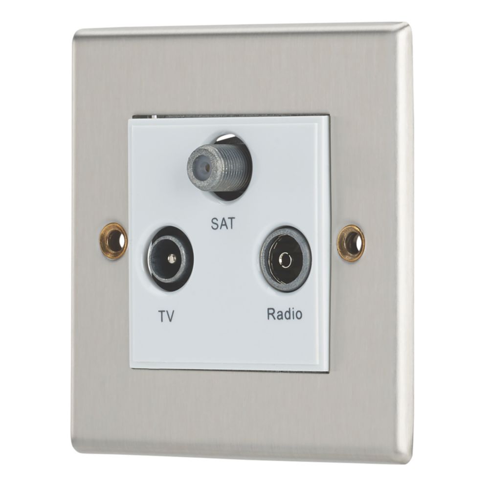 Contactum iConic 1-Gang Coaxial TV / FM & Satellite Socket Brushed ...