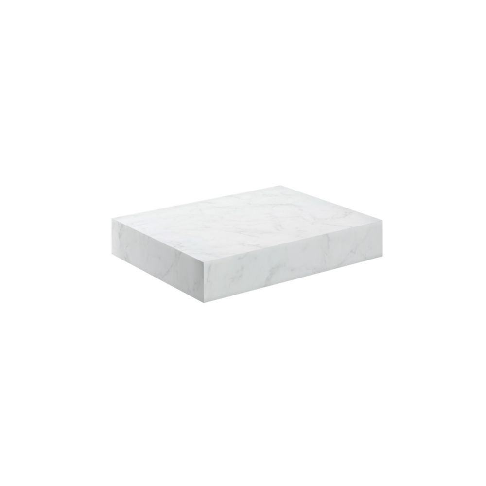 Bologna White Marble Effect MDF Bathroom Vanity Shelf 600mm x 460mm x ...