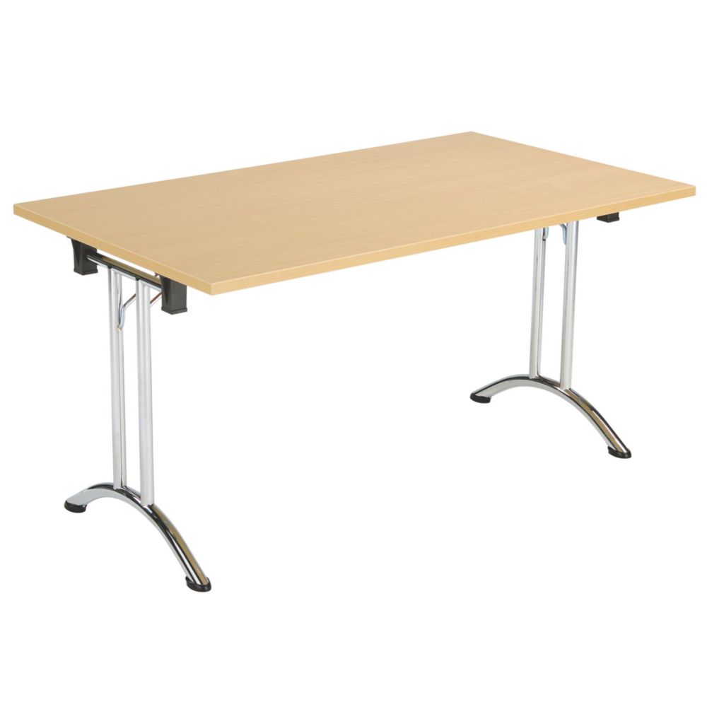 TC Group One Union Rectangular Folding Table Nova Oak/Chrome 1600mm x ...