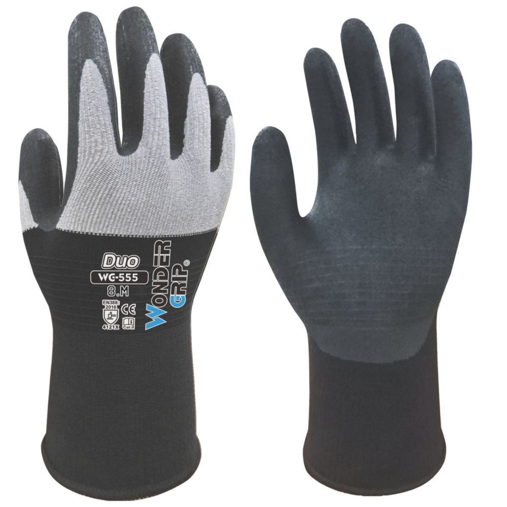 Wonder Grip WG-555 Duo Gloves Black/White Medium - Screwfix