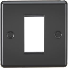 Knightsbridge Raised Rounded 1-Module Modular Faceplate Matt Black ...