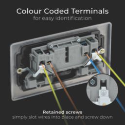British General Nexus Metal 13A 2-Gang DP Switched Plug Sockets Antique ...