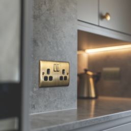 British General Nexus Metal 13A 2-Gang DP Switched Plug Sockets Antique ...