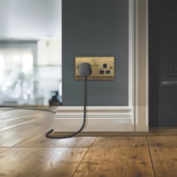 British General Nexus Metal 13A 2-Gang DP Switched Plug Sockets Antique ...