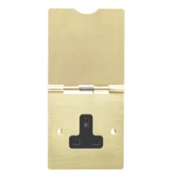 Contactum 3344BBB 13A 1-Gang Unswitched Floor Socket Brushed Brass with ...