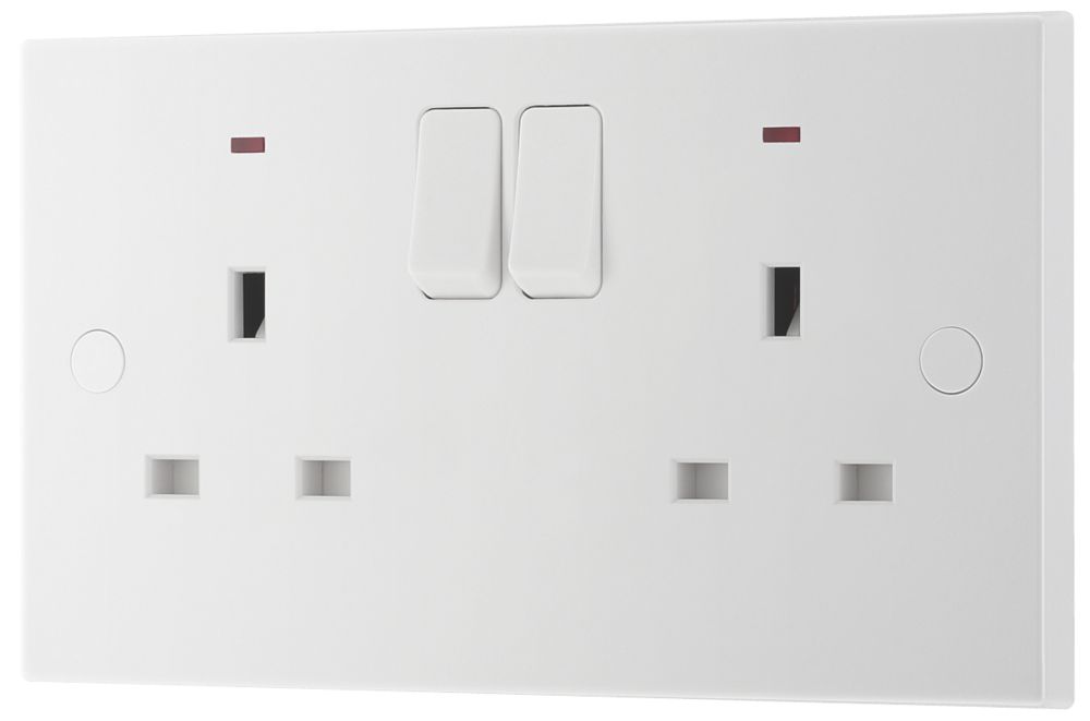 British General 900 Series 13A 2-Gang SP Switched Power Socket White ...