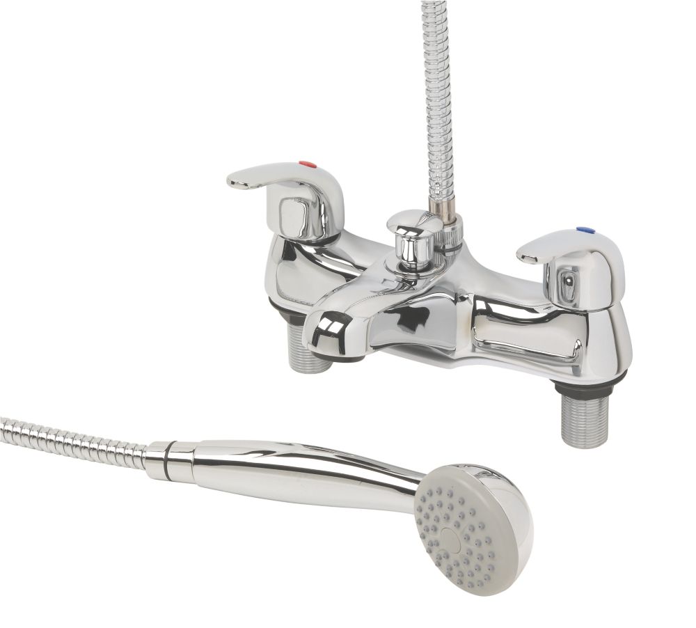 Swirl Conventional Deck Mounted Bath Shower Mixer Chrome Screwfix