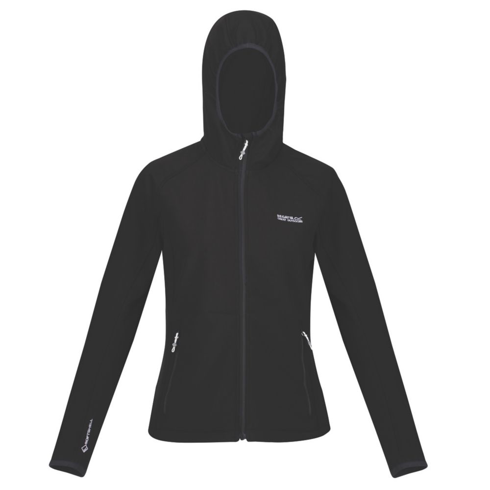 Regatta Arec Womens Softshell Hooded Jacket Black Size 8 - Screwfix
