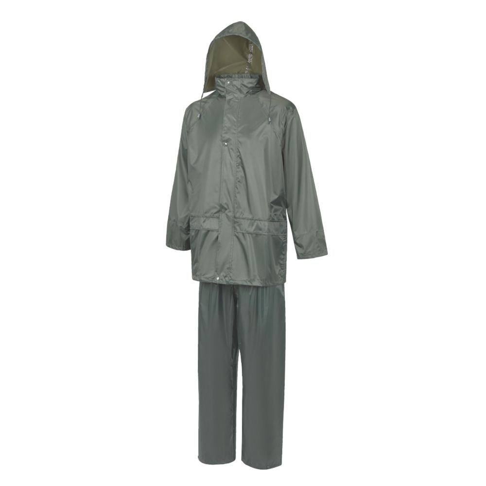Site Gambrill Water-Repellent Rain Suit Green X Large 54" Chest - Screwfix
