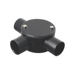 Tower 3 Way 25mm Tee Box Black - Screwfix