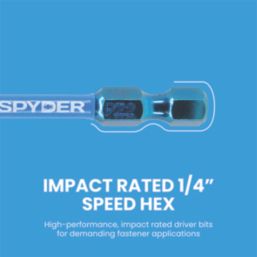 Spyder Mach-Blue 1/4" 50mm Hex Shank PZ2 Impact Driver Bits 5 Pack ...