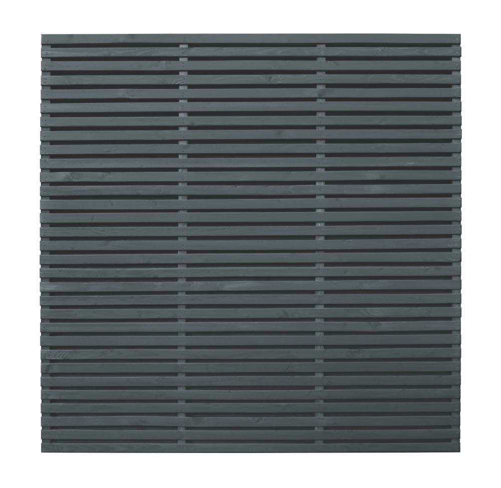 Forest Double-Slatted Fence Panels Anthracite Grey 6' x 6' Pack of 3 ...