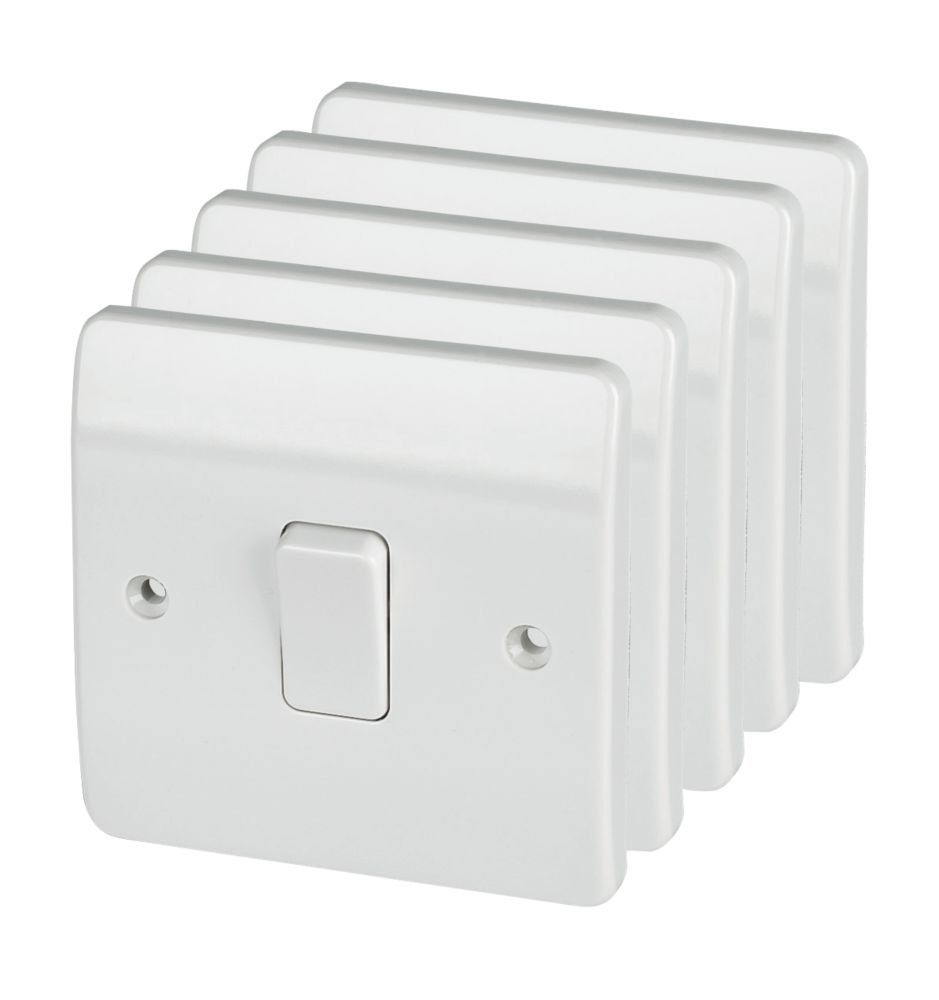 MK Logic Plus 10AX 1-Gang 2-Way Light Switches White 5 Pack - Screwfix