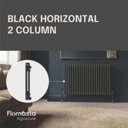 Flomasta 600mm x 1010mm 3536BTU Black Horizontal 2 Column Radiator ...