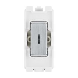 British General Nexus Grid 20A Grid SP Key Switch Brushed Steel - Screwfix