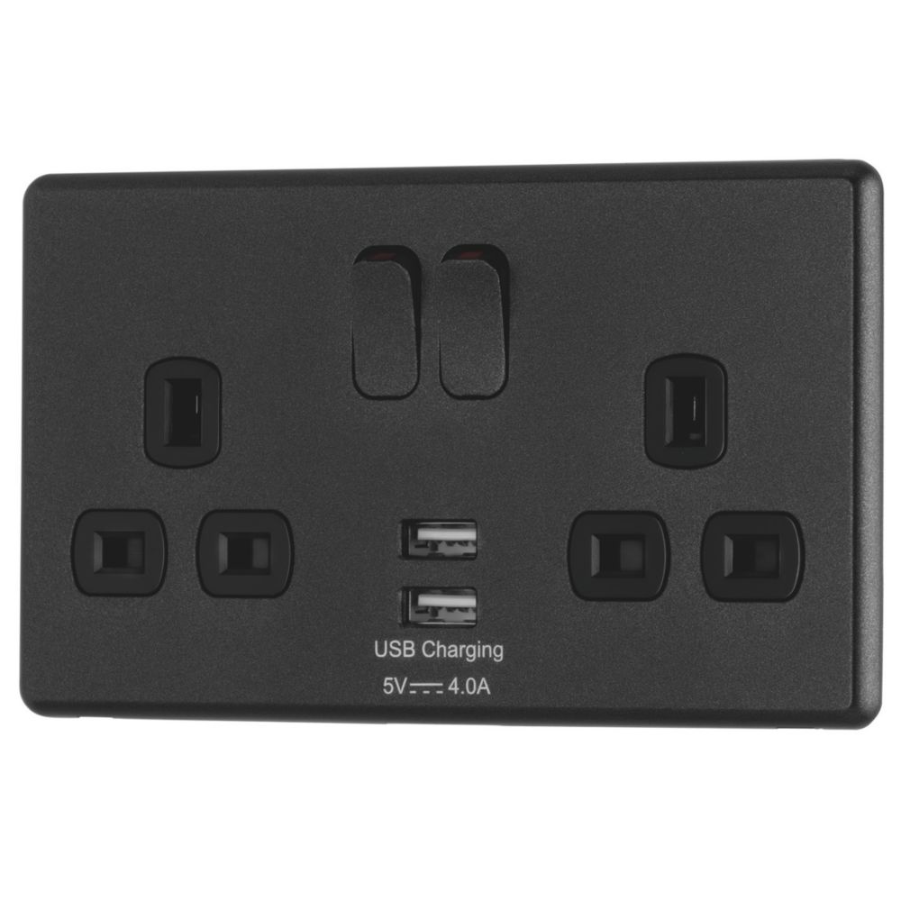 Arlec 13A 2-Gang SP Switched Socket + 4A 15W 2-Outlet Type A USB ...