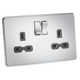 Knightsbridge 13A 2-Gang DP Switched Double Socket Polished Chrome with ...