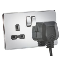 Knightsbridge 13A 2-Gang DP Switched Double Socket Polished Chrome with ...