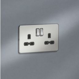 Knightsbridge 13A 2-Gang DP Switched Double Socket Polished Chrome with ...