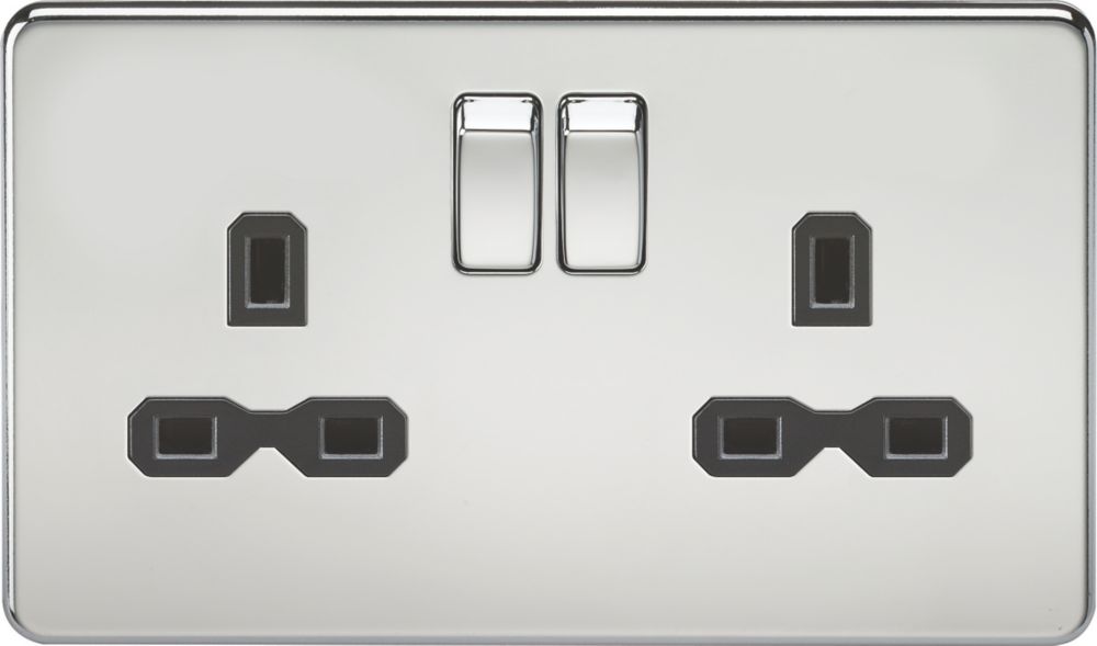 Knightsbridge 13A 2-Gang DP Switched Double Socket Polished Chrome with ...