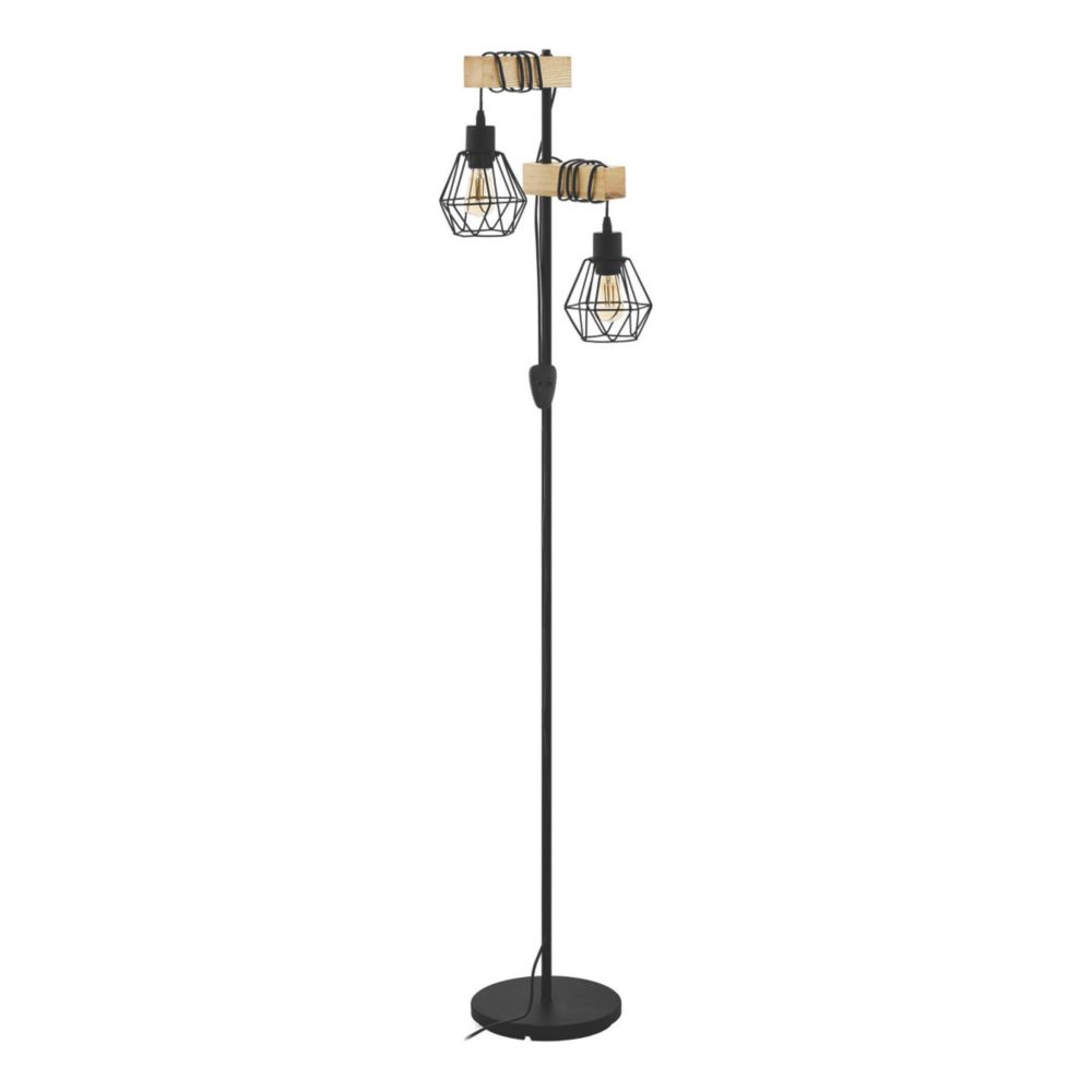 Eglo Townshend 5 Floor Lamp Black/Brown - Screwfix