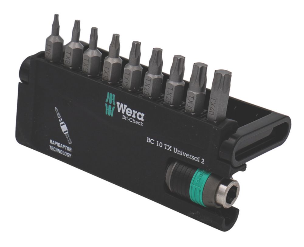 Wera Bit-Check 10 TX Universal 2 1/4" Hex Shank TX Bit Set 10 Pieces ...