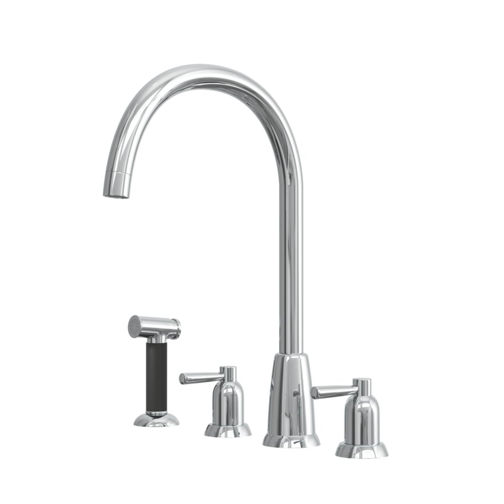 ETAL Cuthbert Dual Lever 4-Hole Kitchen Tap with Rinse Chrome - Screwfix