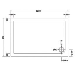ETAL Pearlstone Matrix Rectangular Shower Tray White 1200mm x 800mm x ...