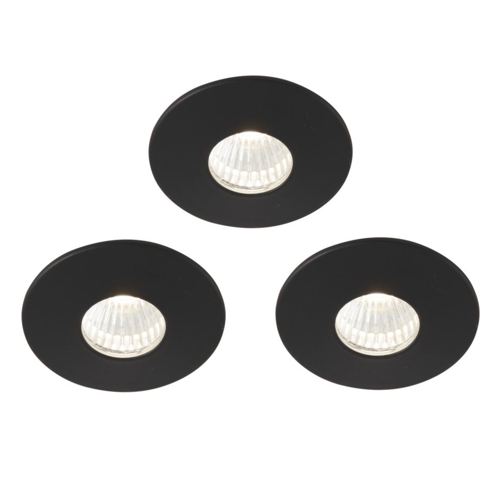 Saxby Vega Round LED Micro Downlights Matt Black 12W 240lm 3 Pack ...