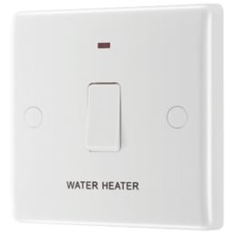 British General 802 Series 20A 1-Gang DP 'Water Heater' Printed Switch White with LED - Screwfix