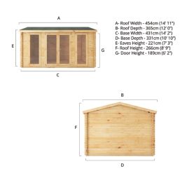 Mercia Home Office Director 14' x 11' (Nominal) Apex Timber Log Cabin ...