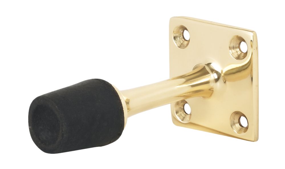 Cylinder Door Stops 64 x 38mm Polished Brass Effect 5 Pack - Screwfix