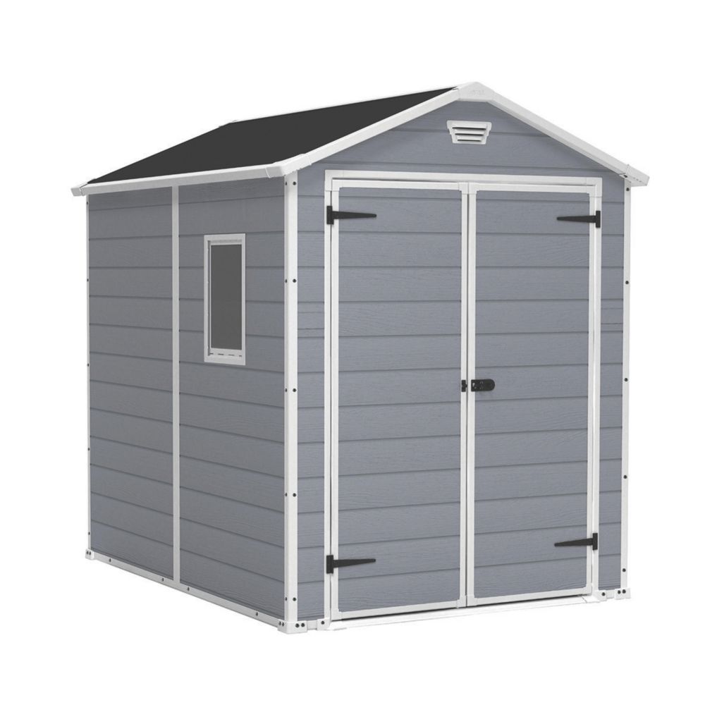 Keter Manor 6' x 8' (Nominal) Apex Resin Shed Grey - Screwfix