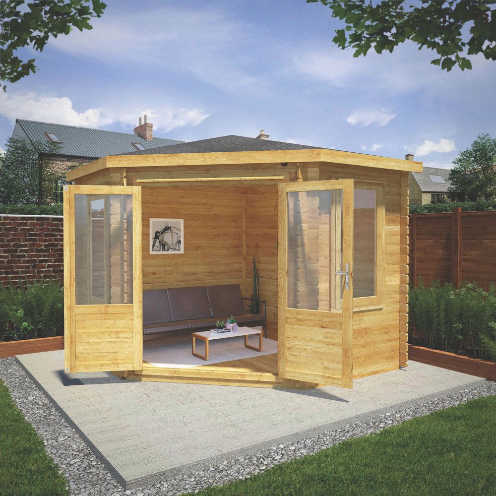 Mercia Corner 9' x 9' (Nominal) Apex Timber Log Cabin - Screwfix