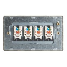 Contactum Lyric 4-Gang Double RJ45 Ethernet Socket Brushed Brass with ...