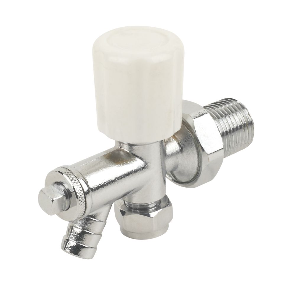 Chrome Angled Radiator Valve with Drain-Off 8mm x ½" | Manual Radiator ...