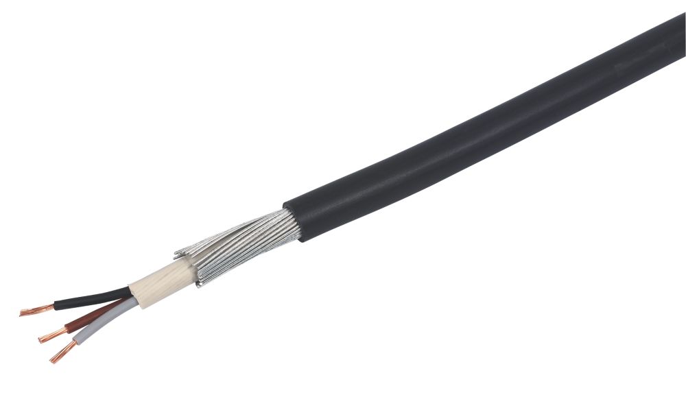 Prysmian 6943X Black 3-Core 4mm² Armoured Cable 50m Drum - Screwfix