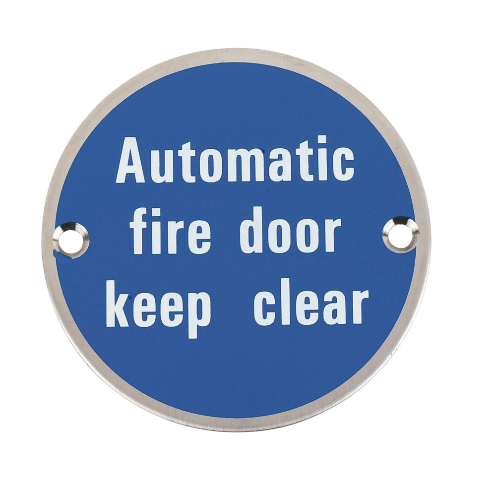 Essentials Automatic Fire Door Keep Clear Sign 76mm - Screwfix