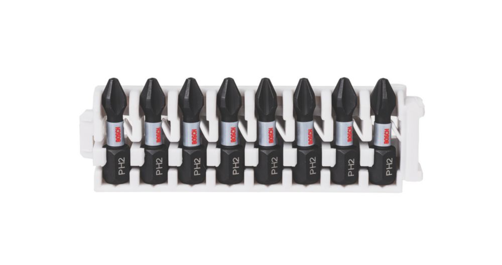 Bosch 1/4" 25mm Hex Shank PH2 Impact Control Screwdriver Bits 8 Piece ...