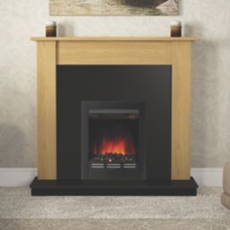Be Modern Bromley Timber Electric Fireplace Oak Veneer 1210mm x 300mm x 1130mm - Screwfix