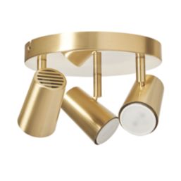 Inlight Harvey Round 3-Light Spotlight Satin Brass - Screwfix