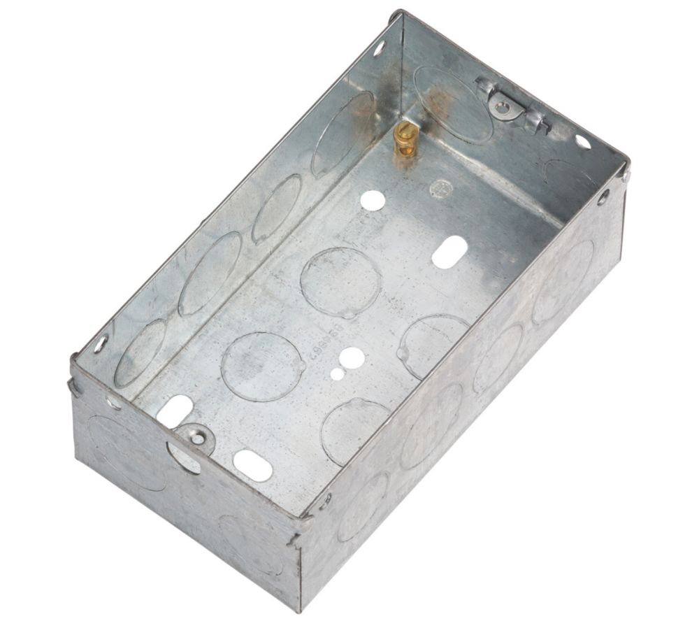 Knightsbridge 2-Gang Galvanised Steel Unfinished Back Box 47mm 5 Pack ...